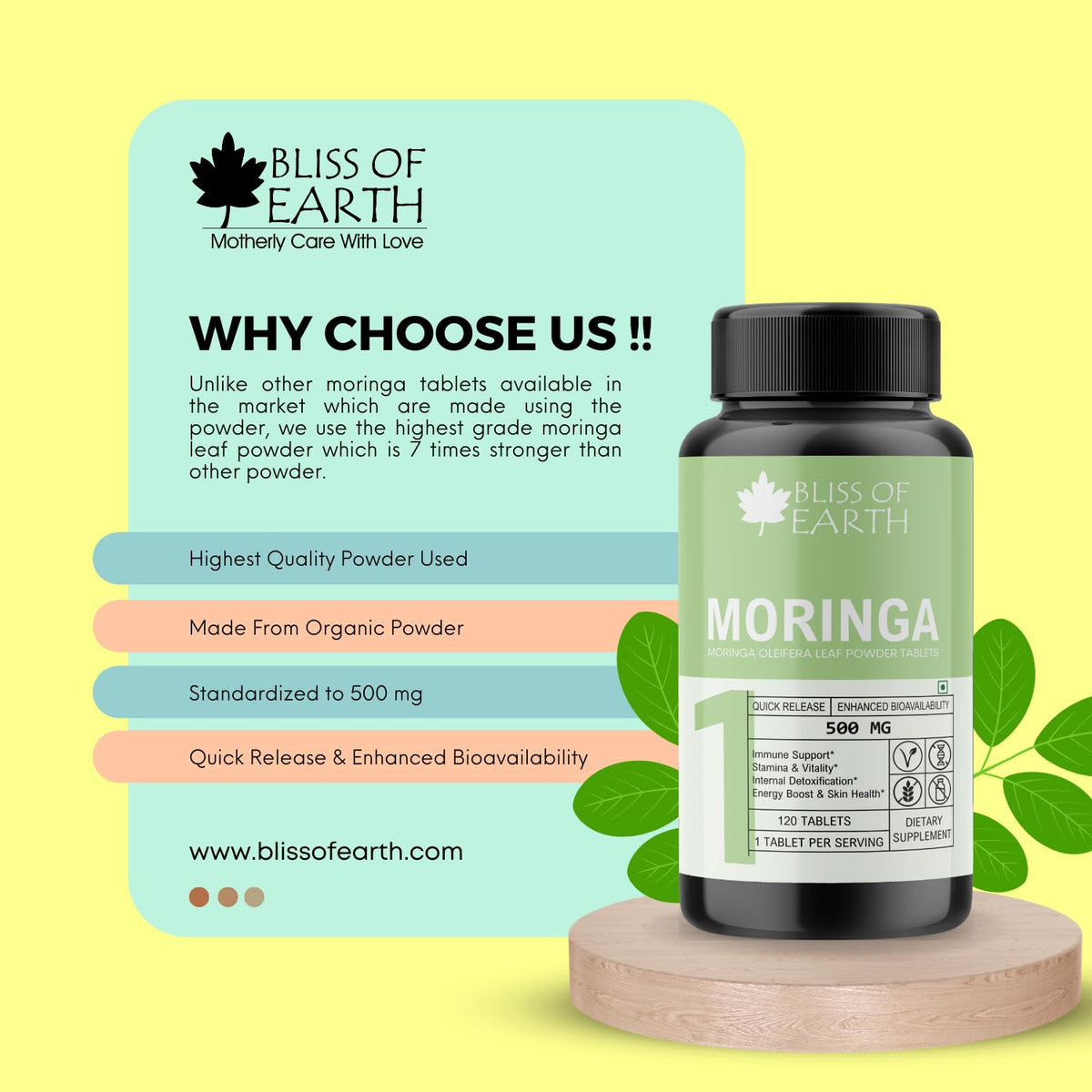 Purity Moringa Oleifera Leaf Powder Tablets 500gm With Quick Release