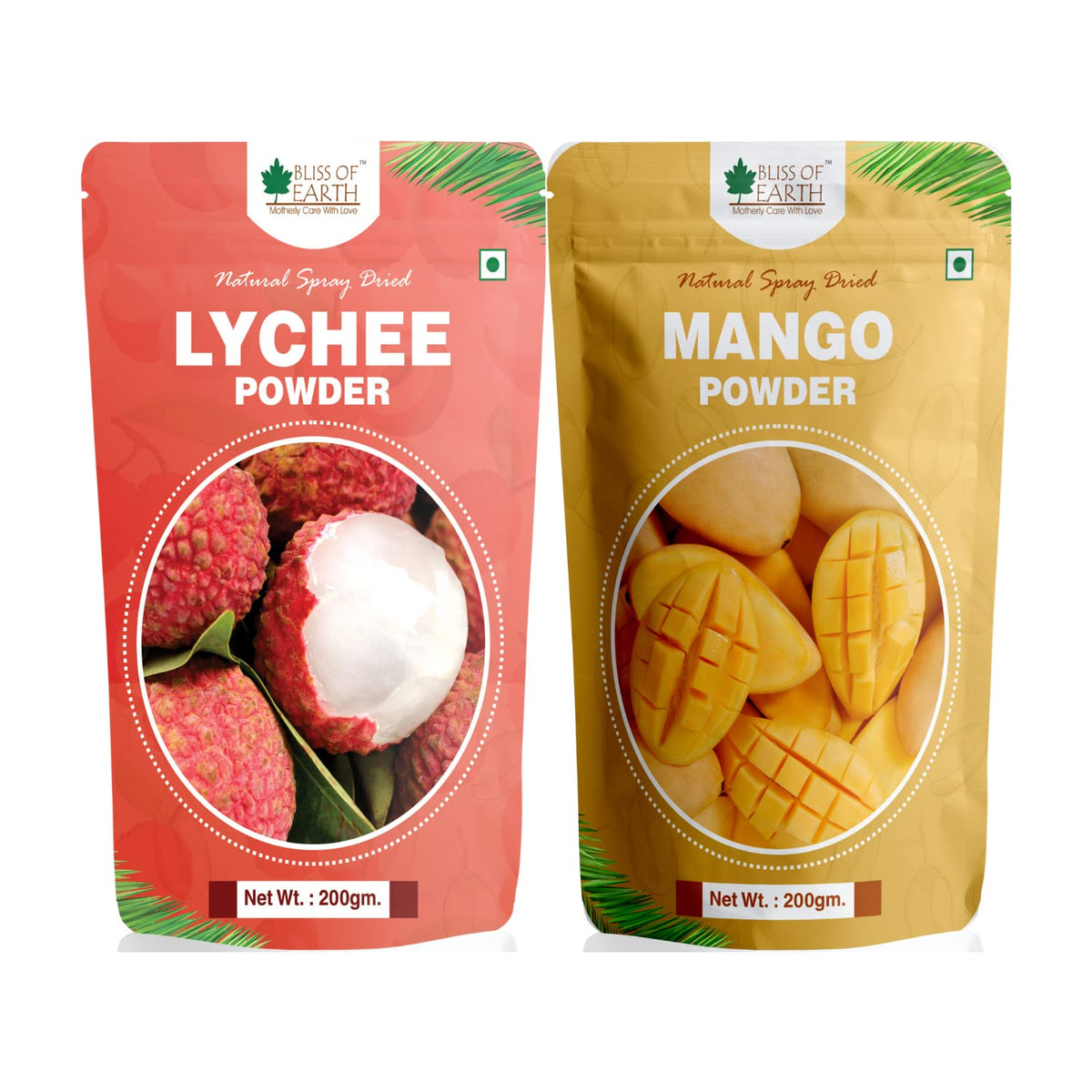 LYCHEE litchi Powder + Mango Powder Natural Spray Dried 200gm (Combo P