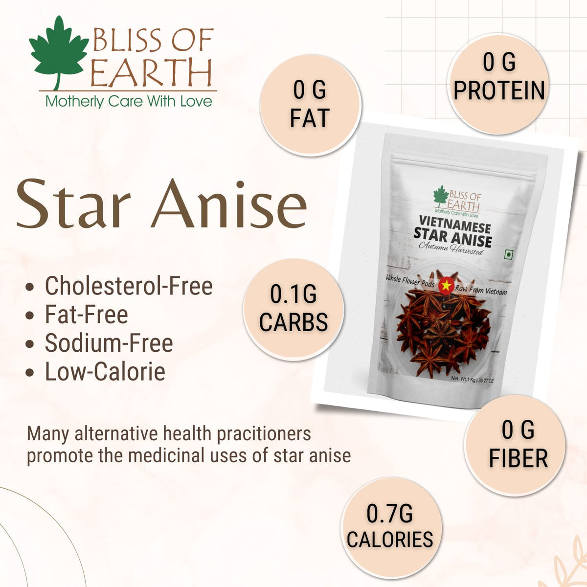 Star Anise Whole spices, Chakra Phool, Vietnamese badiyan 500gm